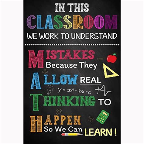 4 Pcs Math Posters 11x17 Math Classroom Supplies For Teachers Math