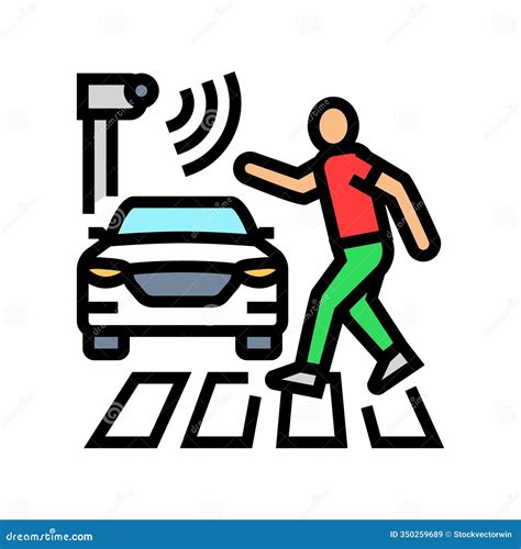 Pedestrian Detection Feature Exhibited Through A Vehicles Perspective Stock Image