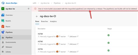 Azure Pipelines 無法刪除 Build Pipeline 的處理方法 The Will Will Web