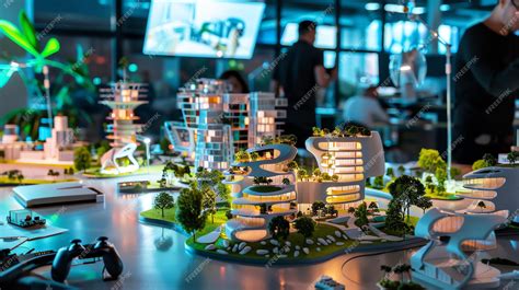Team Of Architects With Virtual Building Models Analytical Thinking