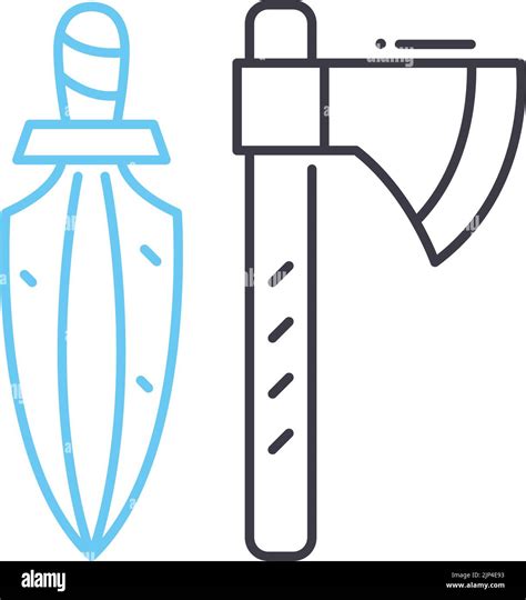 Ancient Dagger Line Icon Outline Symbol Vector Illustration Concept