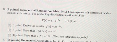 Solved Points Exponential Random Variable Let X Be Chegg