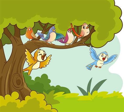 Birds In A Tree Cartoon