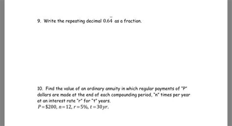 get answer 9 write the repeating decimal 0 64 as a fraction 10