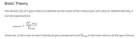 Understanding And Calculating The Density Of A Gas Mixture In Microsoft Excel Excel Calculations
