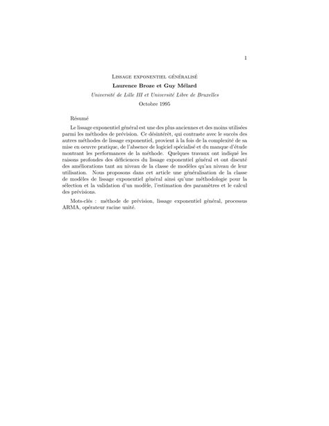 Pdf Lissage Exponentiel Généralisé