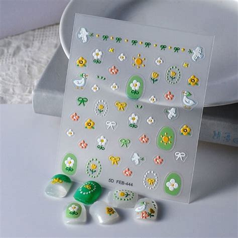 5d Nail Art Sticker Flowers Self Adhesive Diy Embossed Decals Spring Serizw Ebay