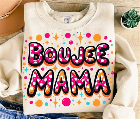 Boujee Mama Png Sublimation Design Bright Doodle Clipart Mama