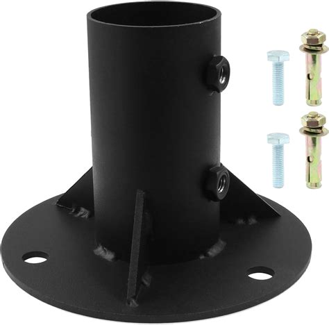 Phituoda 52mm Round Chain Link Fence Post Pole Flange Base Black Floor