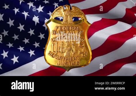 Federal Bureau Of Investigation Badge Fbi Flag Usa Flag Video Waving In Wind National Security