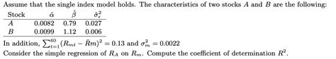 Solved Assume That The Single Index Model Holds The