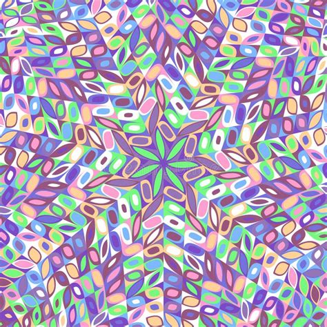 Dynamic Abstract Hypnotic Round Tiled Flower Mosaic Background Design Stock Vector