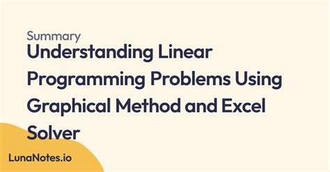 Understanding Linear Programming Problems Using Graphical Method And Excel Solver Video