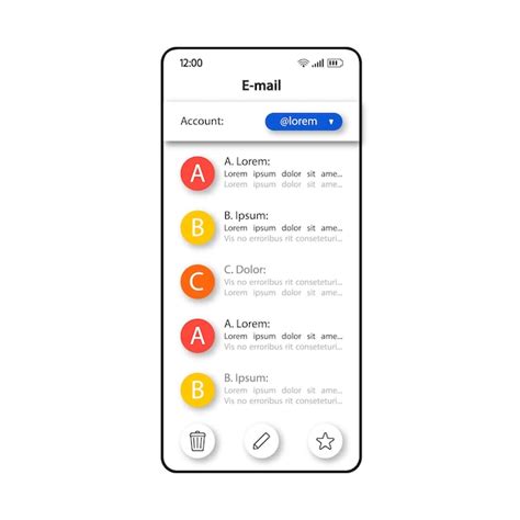 Premium Vector Email Notifications Smartphone Interface Vector Template Mobile App Page Color