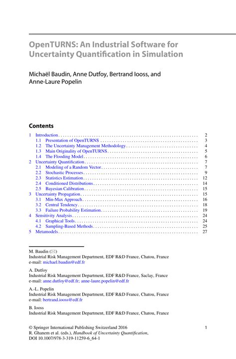 PDF OpenTURNS An Industrial Software For Uncertainty Quantification In Simulation