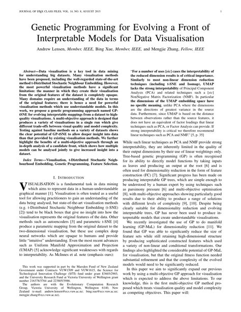 pdf genetic programming for evolving a front of interpretable models