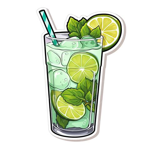 Sticker Vector Logo Mojito Vector White Background Isol Premium Ai