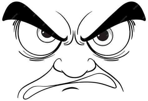 Angry Facial Expression Illustration Premium Vector
