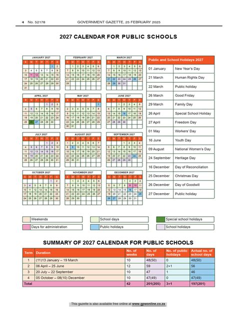 2027 South Africa School Calendar Pdf Observances Public Holiday