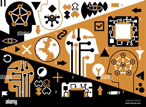 Ai Geometric Pop Art Poster In Boho Colors With Silhouette Of Human