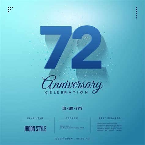 72e Anniversaire Avec Des Nombres Flottants Vecteur Premium