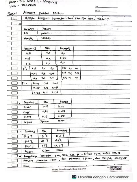Devi Irene Tugas Analisis Rantai Markov Pdf