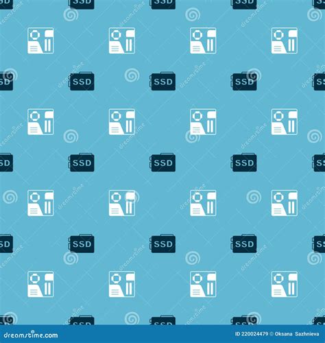 Set SSD Card And Motherboard Digital Chip On Seamless Pattern Vector Stock Vector