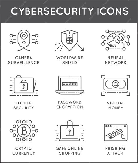 Premium Vector Cyber Security Thin Line Icons Set Computer Network Protection High Quality