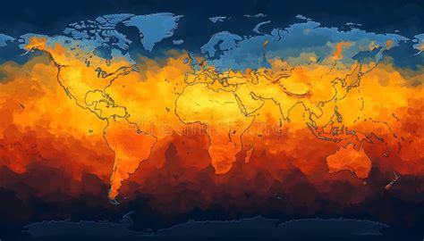 Ai Generated World Temperature Map Stock Illustration Illustration Of