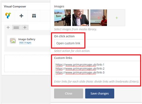how do i add images using the wpbakery page builder primary image