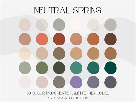 Neutral Spring Procreate Color Palette Color Swatches For Digital