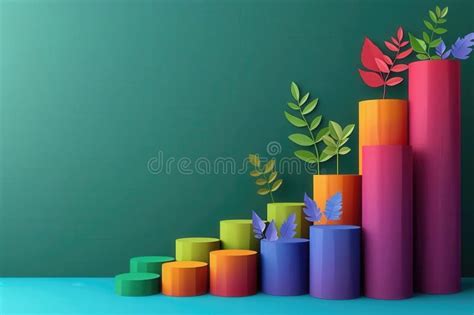 D Rendering Of A Bar Graph With Each Bar A Different Color And Height Stock Illustration