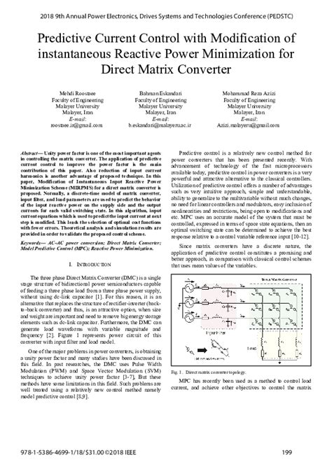 Pdf Predictive Current Control With Modification Of Instantaneous