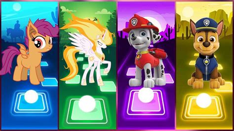 Scootaloo Vs Princess Celestia Vs Marshall Vs Chase Tiles Hop Edm