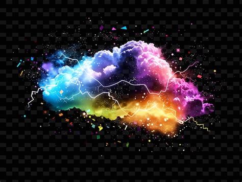 Premium Psd Vibrant Nimbus Cloud With Rainbow Colored Lightning Bolts