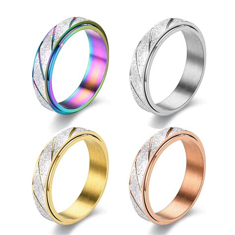Stainless Steel Anxiety Spinner Rings 4pcs Fidget Jewelry For Women