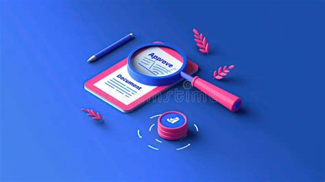 3d Rendering Of Digital Document Approval Stock Illustration