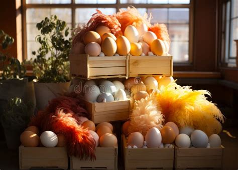A Stack Of Crates Filled With Eggs Multiple Crates Of Chicken Eggs