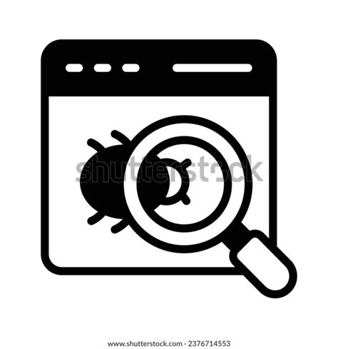 Website Programming Bug Finding Developer Magnifier Stock Vector