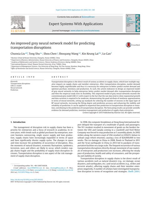 Pdf An Improved Grey Neural Network Model For Predicting Transportation Disruptions
