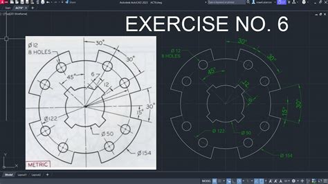Autocad For Beginners Exercise No 6 Youtube