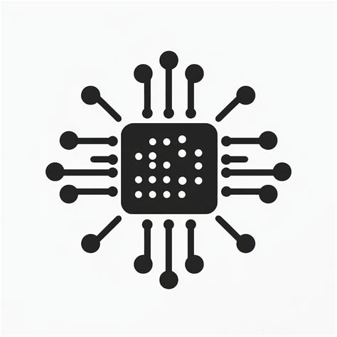 Microchip Icon Black And White Processor Illustration Premium Ai Generated Image