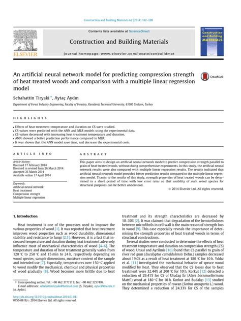 an artificial neural network model for predicting compression strength