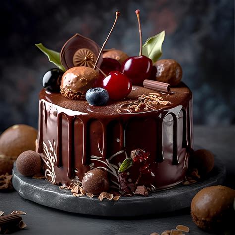 Premium Ai Image Gourmet Chocolate Cake With Chocolate Truffle