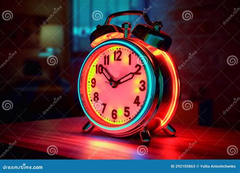 Alarm Clock With Neon Lighting Stock Illustration Illustration Of