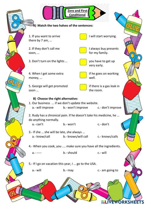 Zero And First Conditional Interactive Activity Interactive Activities Activities Interactive