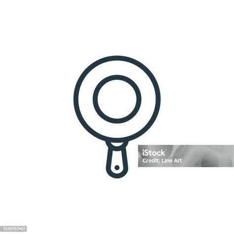 부엌 개념에서 프라이팬 아이콘 벡터 프라이팬 편집 가능한 스트로크의 얇은 선 그림 웹 및 모바일 앱 로고 인쇄 미디어에 사용하기 위해 팬 선형 기호를 프라이팬 강철에 대한