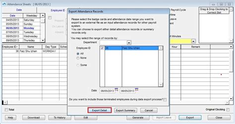 exporting data from attendance sheet into csv format in tcms v2