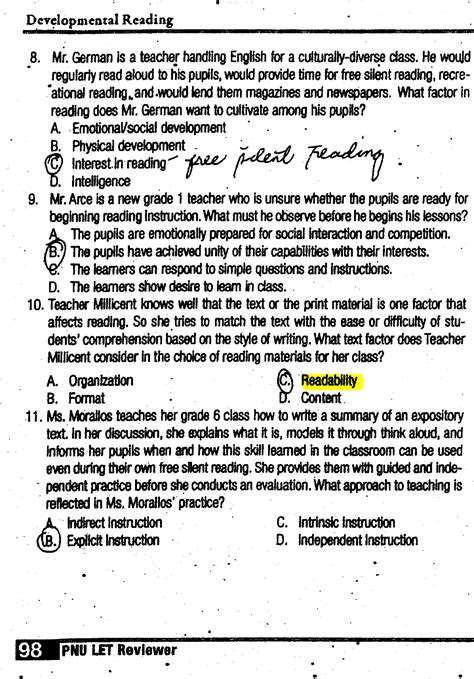Developmental Reading Let Reviewer