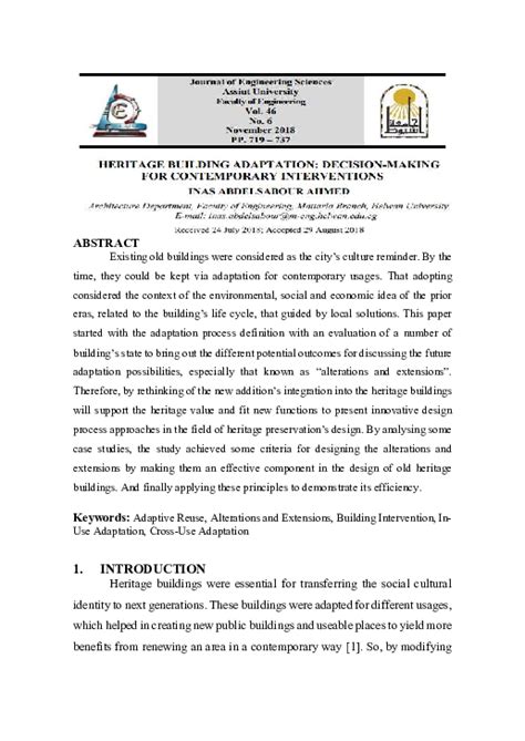 Pdf Heritage Building Adaptation Decision Making For A Contemporary